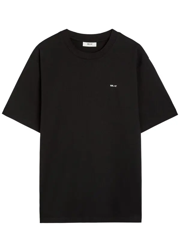 Nn07 Adam Logo-embroidered Cotton T-shirt - Black
