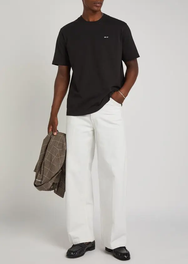 Nn07 Adam Logo-embroidered Cotton T-shirt - Black