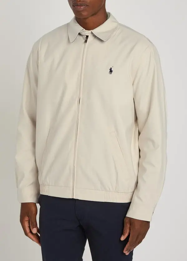 Polo Ralph Lauren Embroidered Logo Shell Windbreaker Jacket - Stone