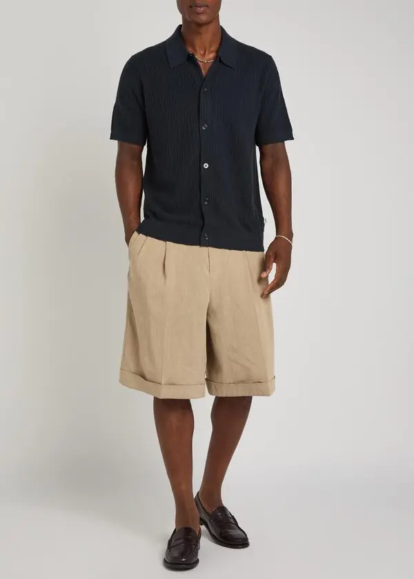 Nn07 Nolan Ribbed Cotton-knit Shirt