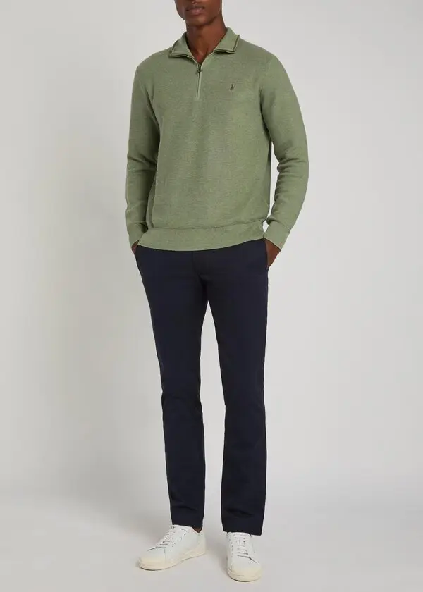 Polo Ralph Lauren Half-zip Waffle-knit Cotton Jumper - Green