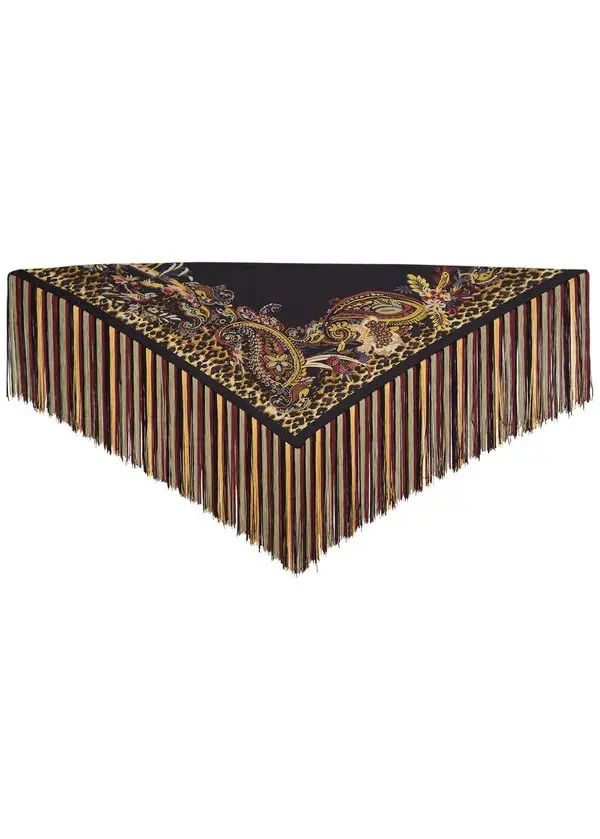 Etro Printed Fringed Silk Scarf - Multicoloured