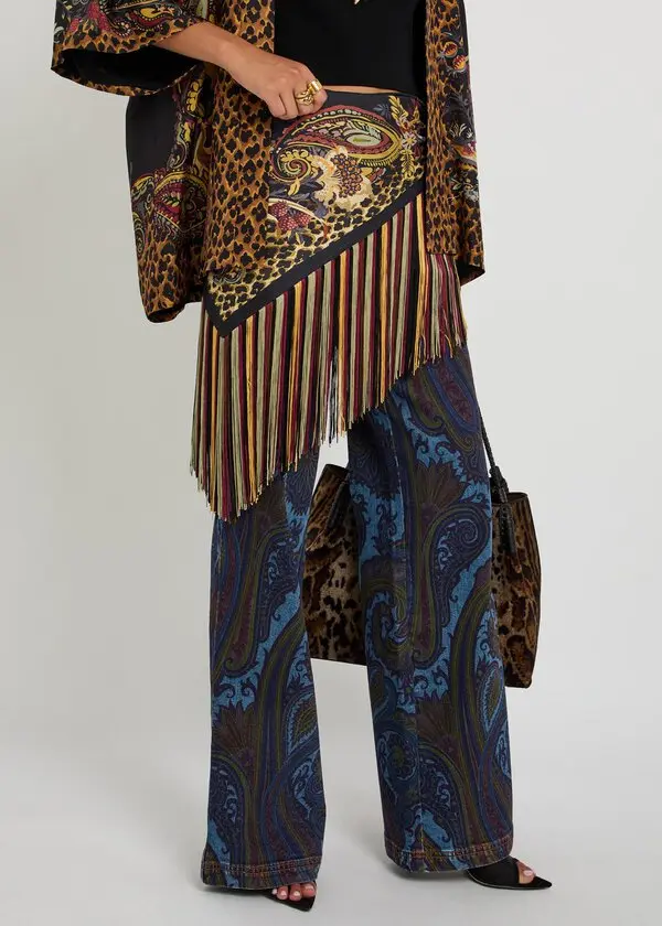 Etro Printed Fringed Silk Scarf