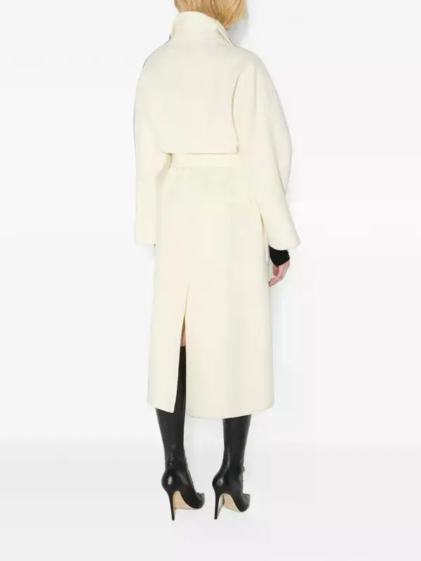 Elisabetta Franchi Wool Double Cloth Coat - Neutrals
