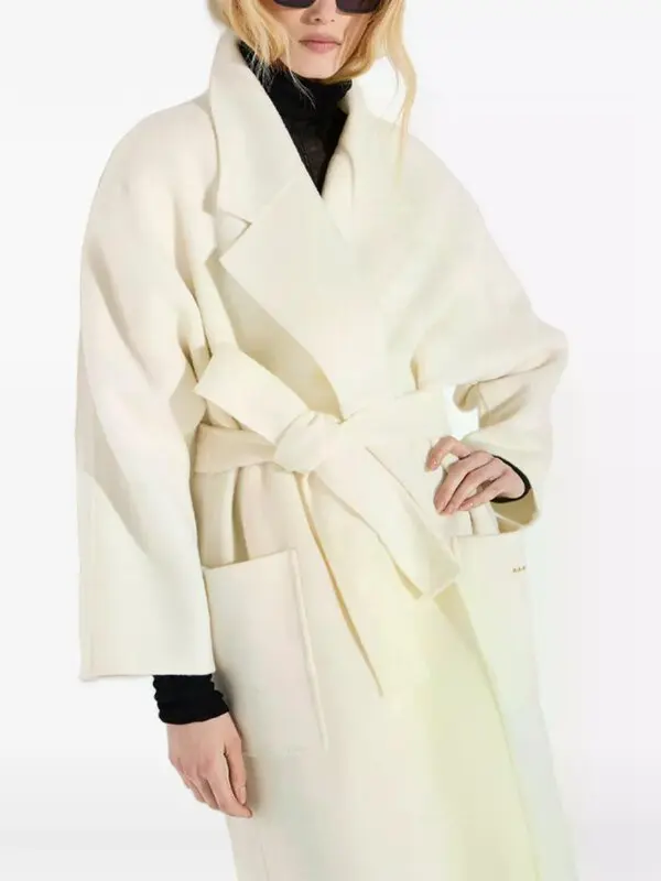 Elisabetta Franchi Wool Double Cloth Coat - Neutrals