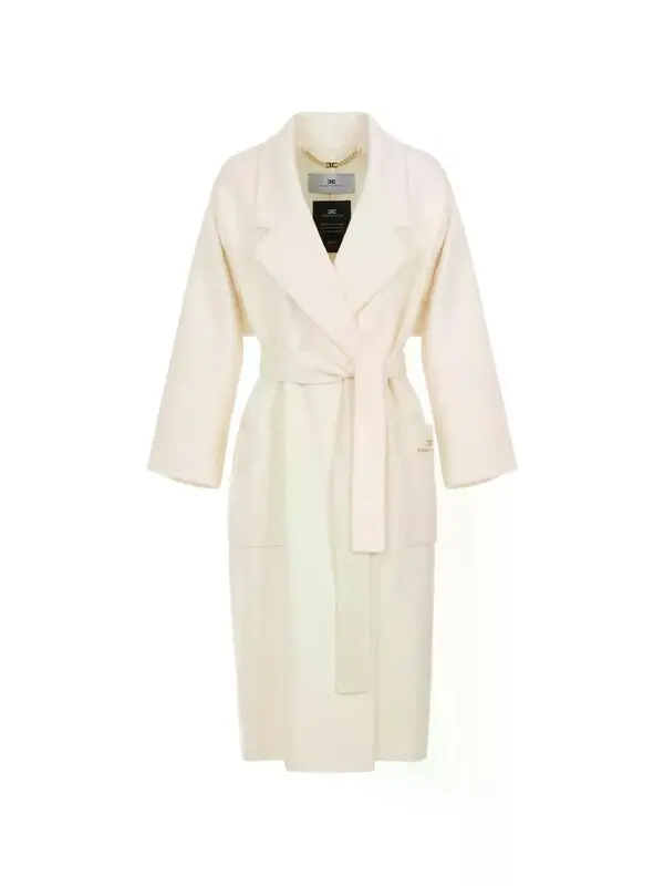 Elisabetta Franchi Wool Double Cloth Coat - Neutrals