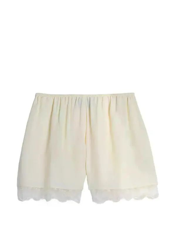 Simone Rocha Lace-trim Negligée Mini Shorts - Neutrals