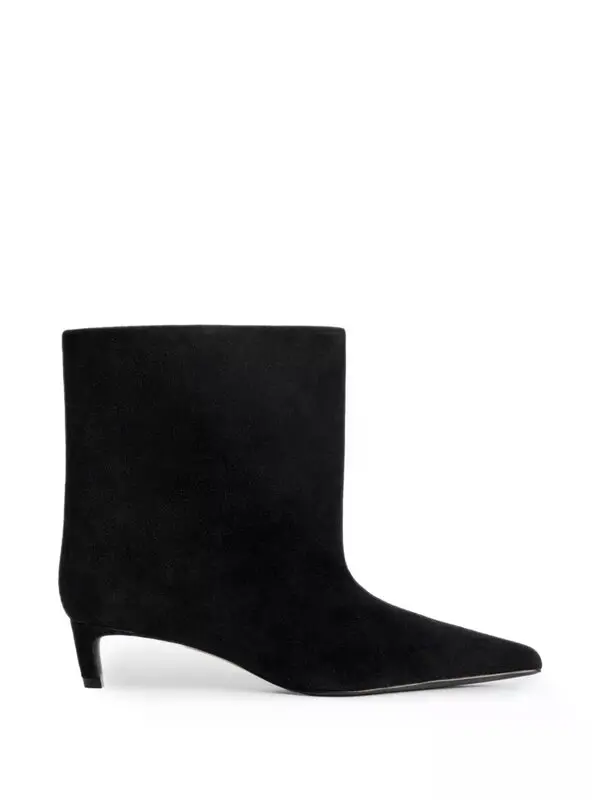 12 STOREEZ Suede Kitten-heel Ankle Boots - Black