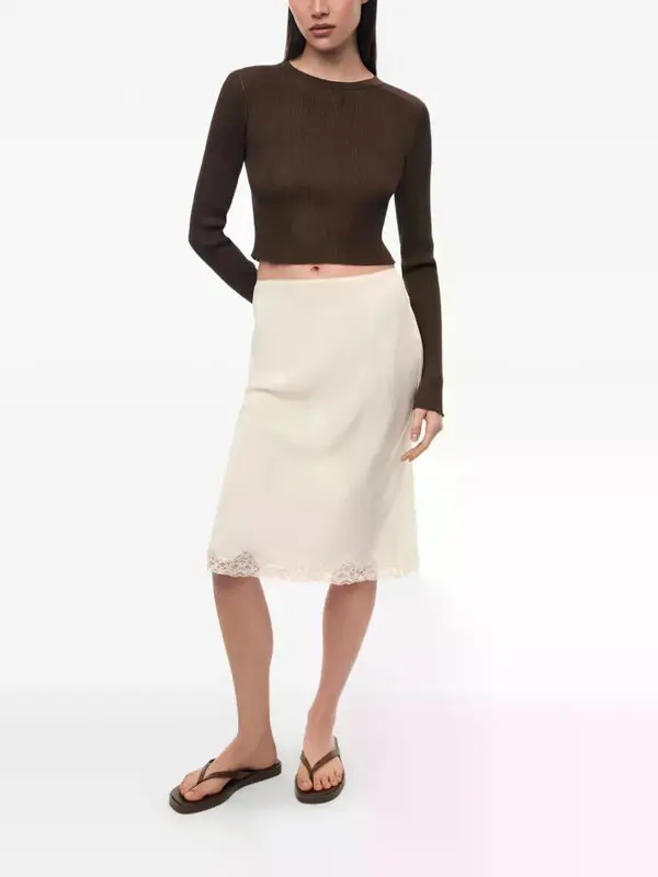 12 STOREEZ Lattice Ribbed-knit Cropped Sweater