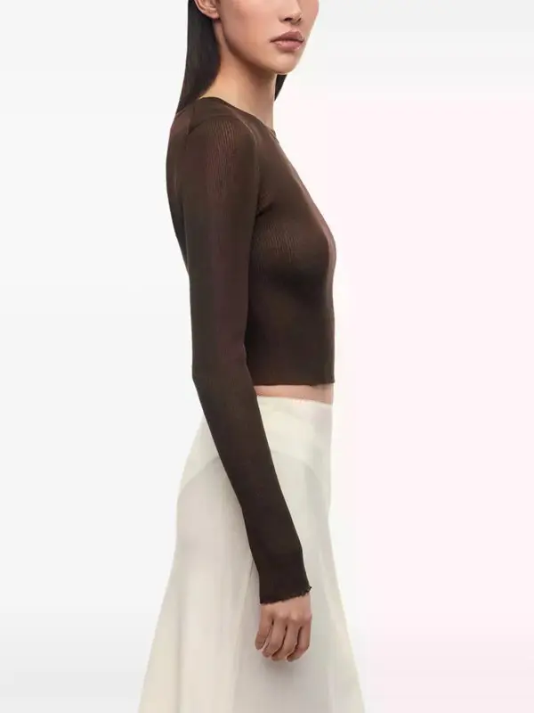 12 STOREEZ Lattice Ribbed-knit Cropped Sweater