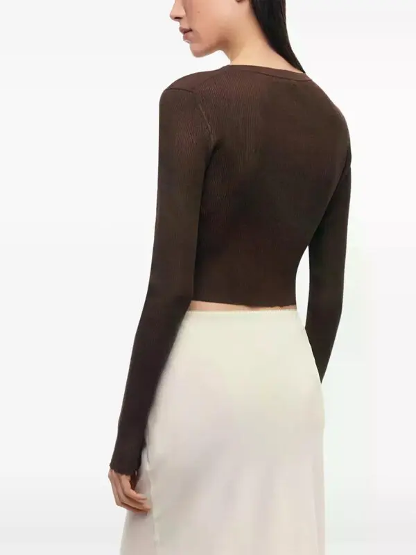 12 STOREEZ Lattice Ribbed-knit Cropped Sweater