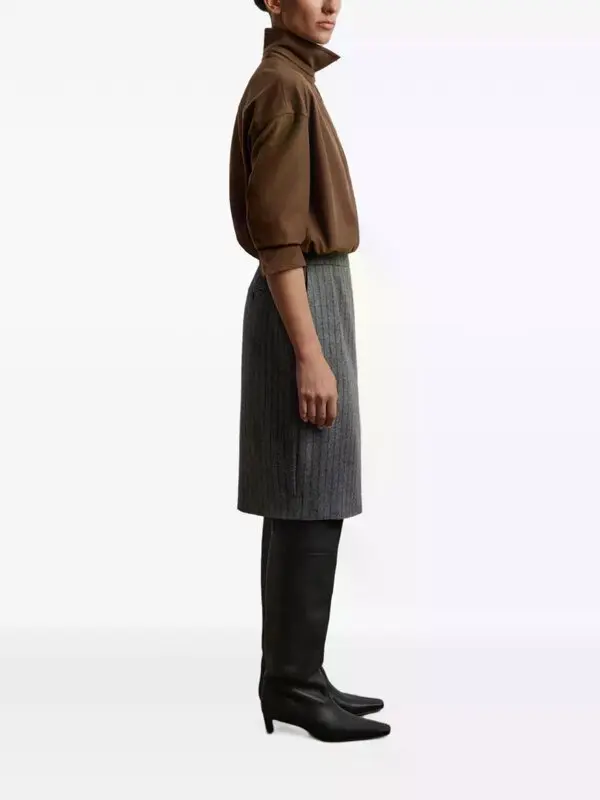 12 STOREEZ Pinstripe Front-slit Skirt