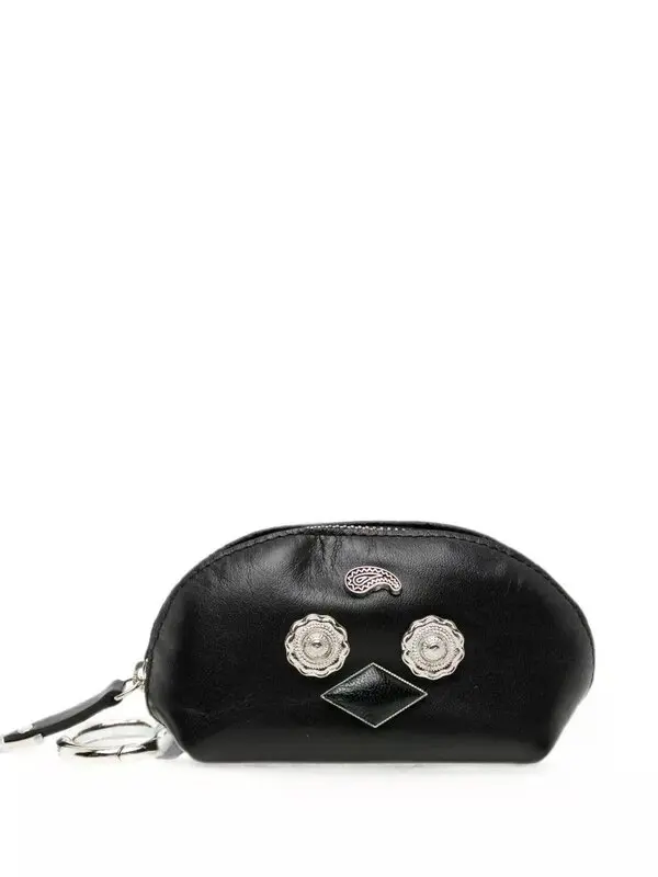 Toga Embellished Leather Coin Purse - Black