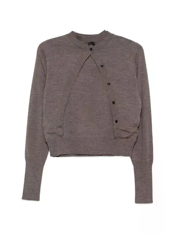 Pinko Asymmetric Button-fastening Wool Sweater - Brown