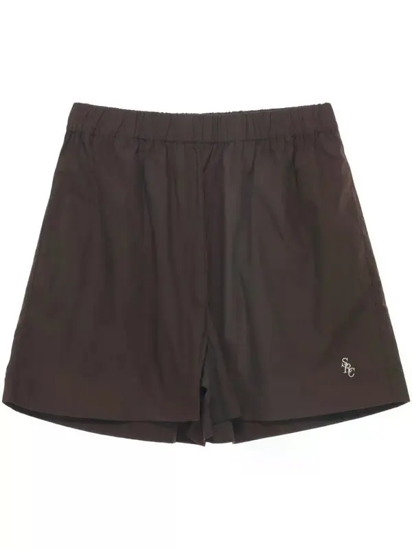 SPORTY & RICH Embroidered Shorts - Brown