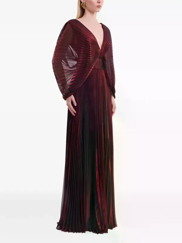 GEMY MAALOUF Pleated V-neck Maxi Dress