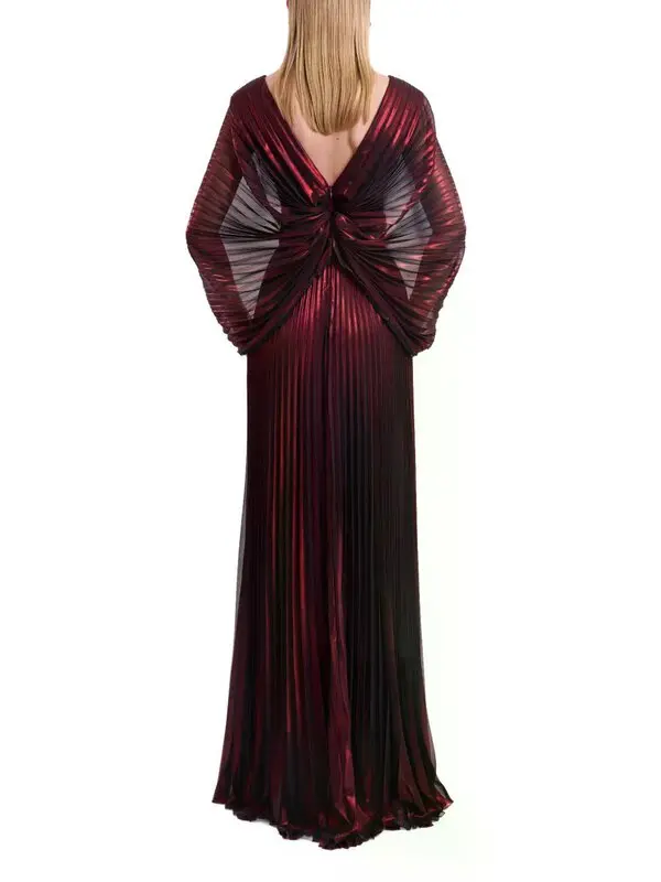 GEMY MAALOUF Pleated V-neck Maxi Dress