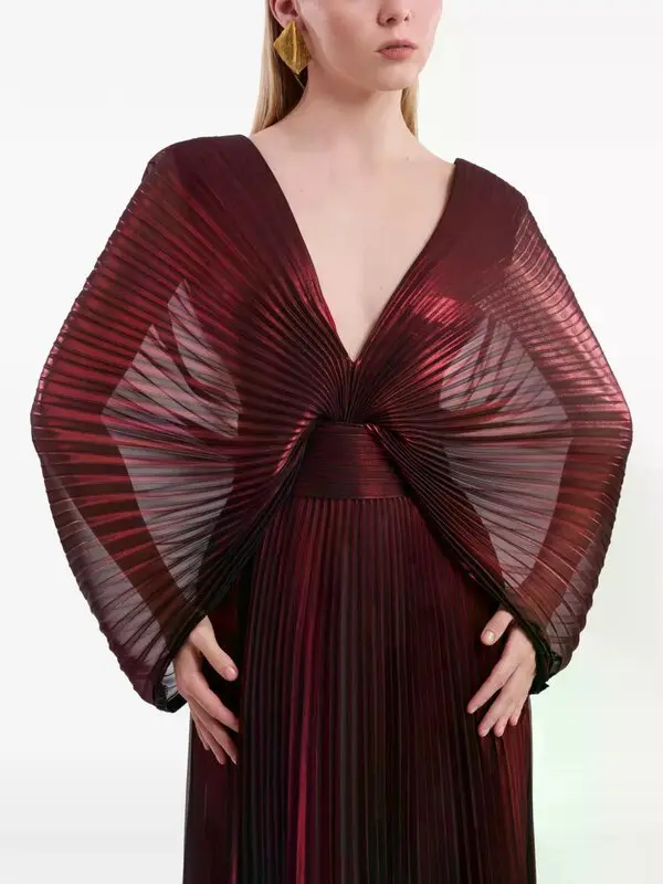 GEMY MAALOUF Pleated V-neck Maxi Dress