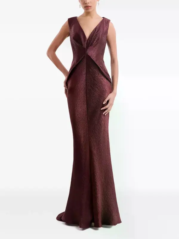 GEMY MAALOUF Sculpted V-neck Maxi Dress