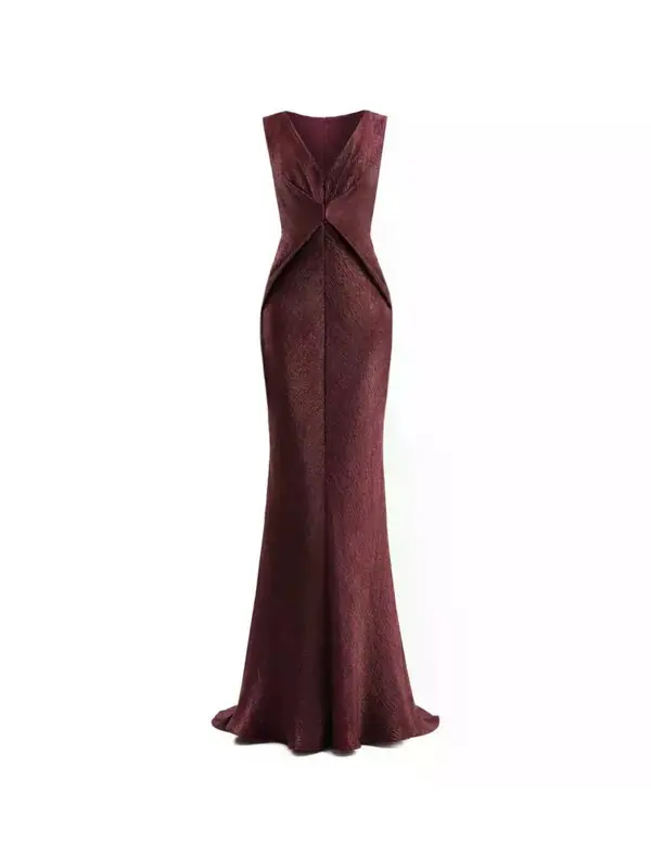 GEMY MAALOUF Sculpted V-neck Maxi Dress - Red