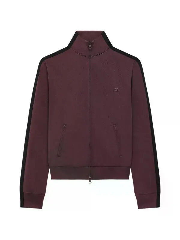 COURREGES Logo Embroidered Side Stripe Sweatshirt - Red