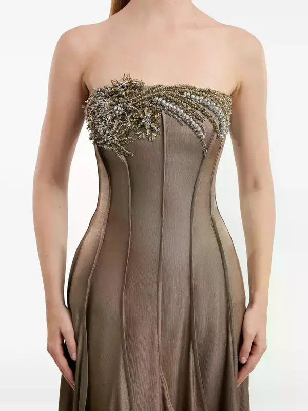 GEMY MAALOUF Bead-embellished Strapless Maxi Dress