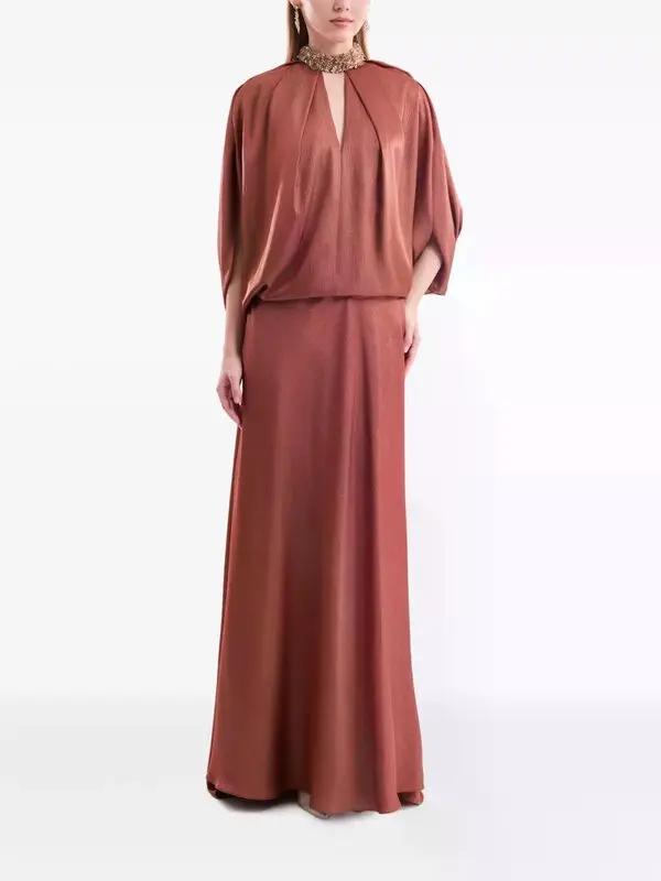 GEMY MAALOUF Embellished Keyhole Batwing Maxi Dress