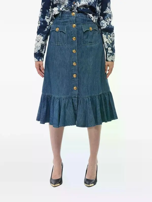 Valentino Garavani Ruffled Button-front Midi Skirt