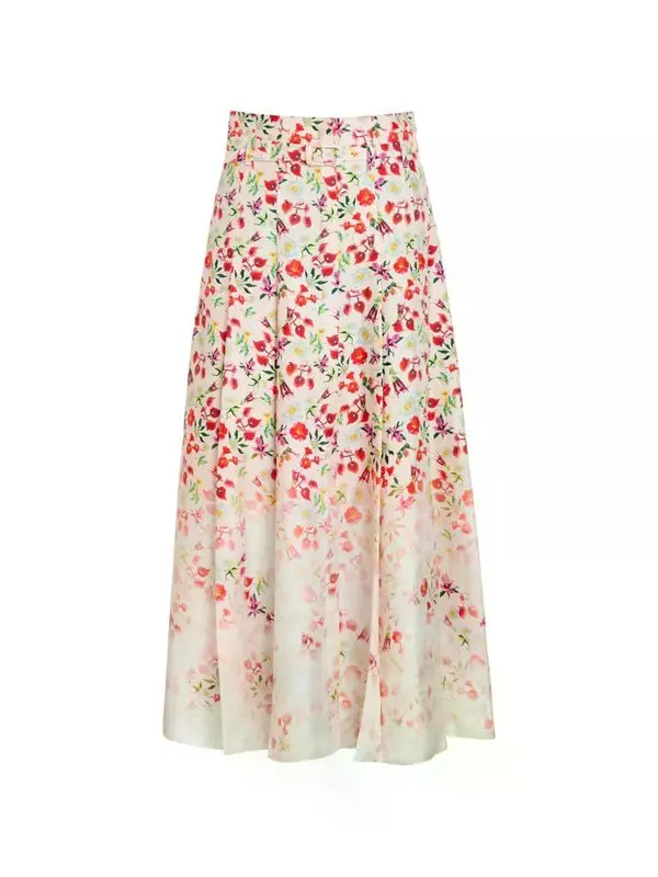 Gabriela Hearst Floral Print Midi Skirt - Neutrals