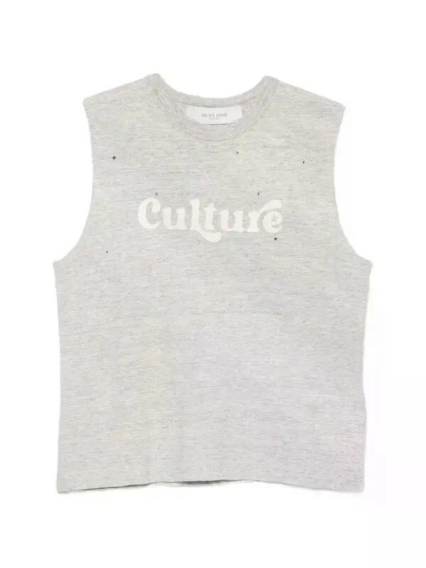 GOLDEN GOOSE Roberta Sleeveless Slogan-print T-shirt - Grey