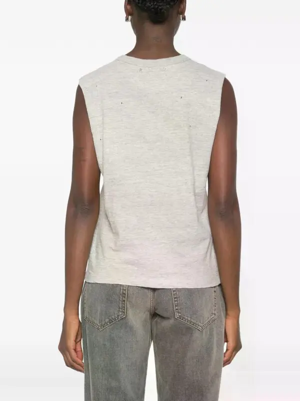 GOLDEN GOOSE Roberta Distressed Slogan-print Sleeveless T-shirt