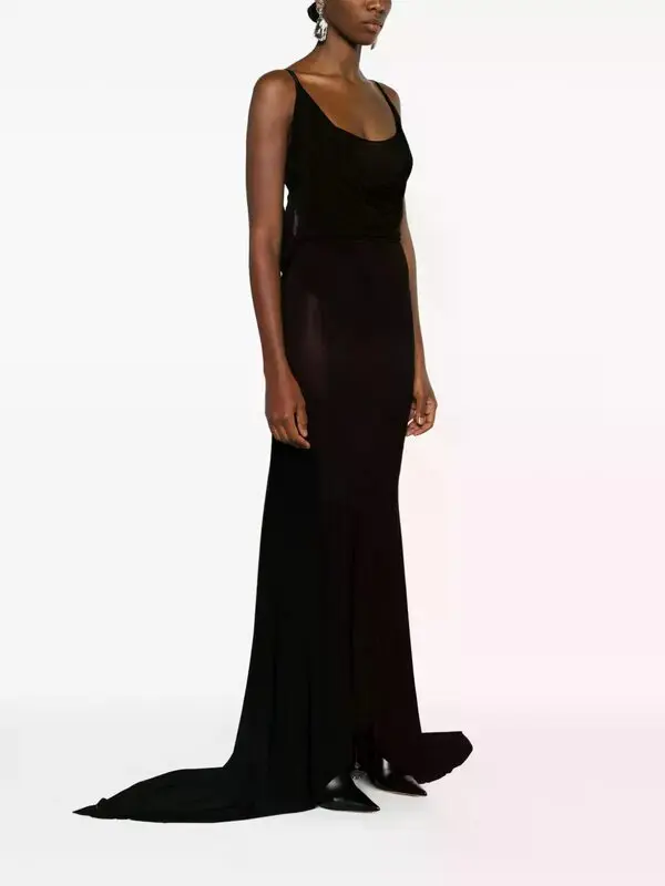 Attico Draped Semi-sheer Maxi Dress