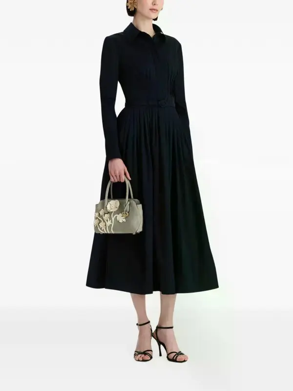 Oscar De La Renta Mini Ivy Floral-appliqué Suede Tote Bag - Grey