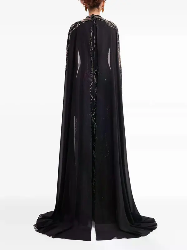 GEMY MAALOUF Beaded Cape-sleeve Maxi Dress