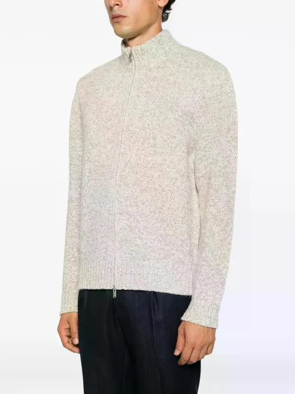 LARDINI Zip-up Marl-knit Cardigan