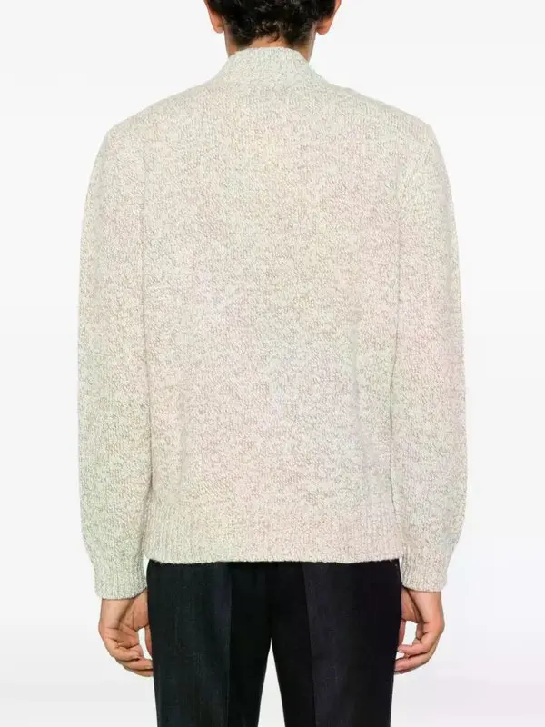 LARDINI Zip-up Marl-knit Cardigan