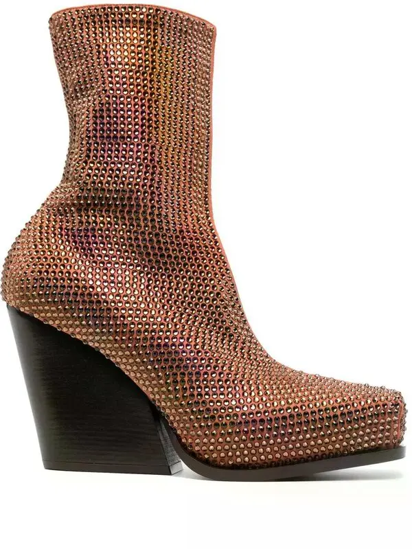 Stella McCartney Crystal Cowboy Ankle Boots - Orange