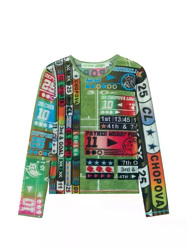 CHOPOVA LOWENA Graphic Print Mesh Top