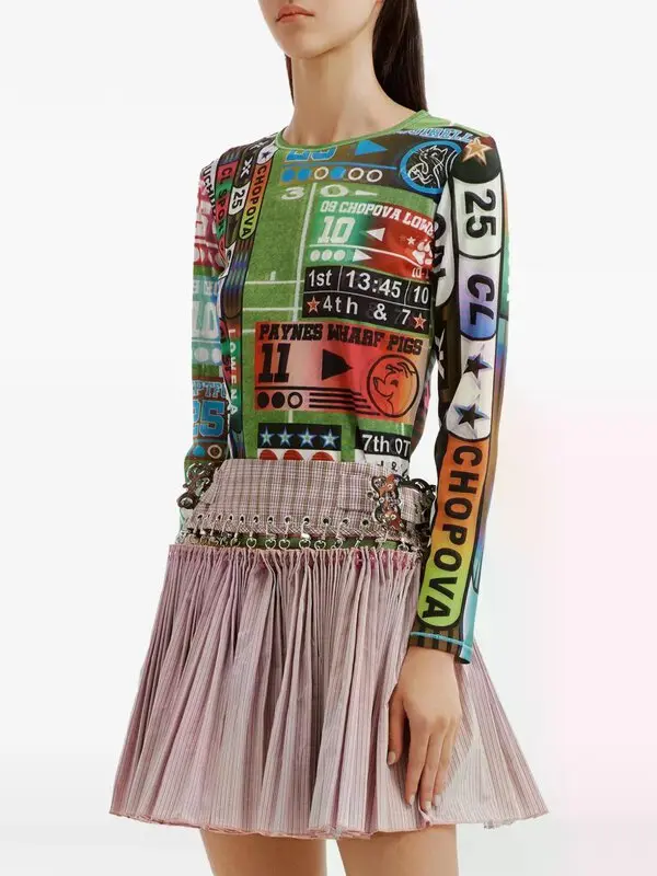 CHOPOVA LOWENA Graphic Print Mesh Top