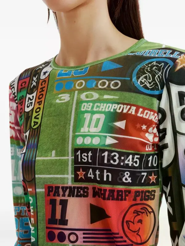 CHOPOVA LOWENA Graphic Print Mesh Top