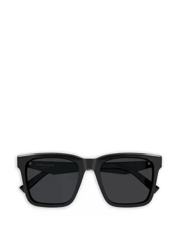 Saint Laurent Logo-plaque Square-frame Sunglasses - Black