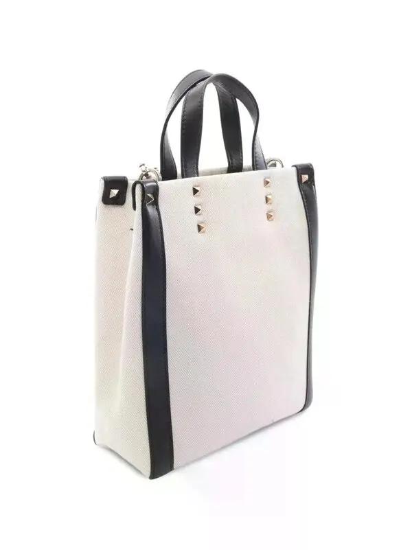 Valentino Garavani Vltn Logo Rockstud Canvas Tote Bag