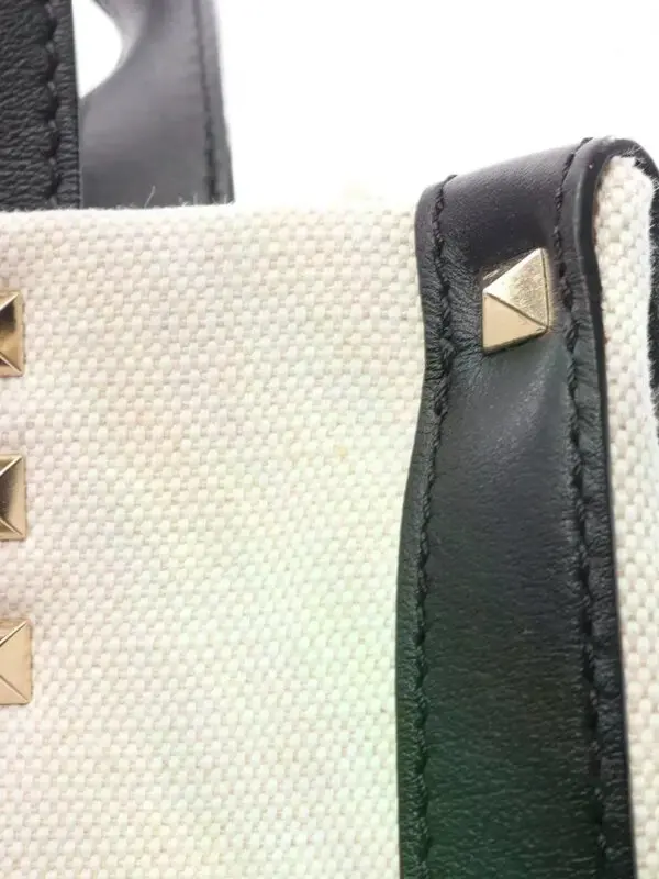 Valentino Garavani Vltn Logo Rockstud Canvas Tote Bag