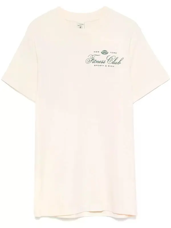 SPORTY & RICH Fitness Club" Cotton T-shirt - Neutrals