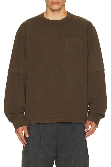 Sacai Cotton Jersey Long Sleeve T-shirt - Brown