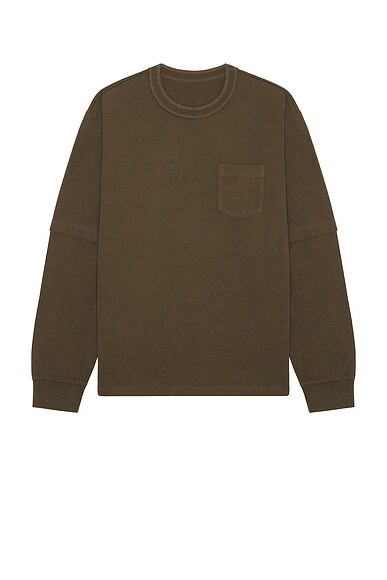 Sacai Cotton Jersey Long Sleeve T-shirt - Brown