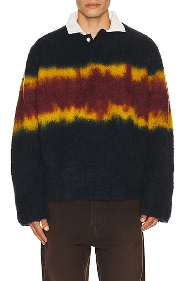 Sacai Chusen-dyed Knit Polo Shirt