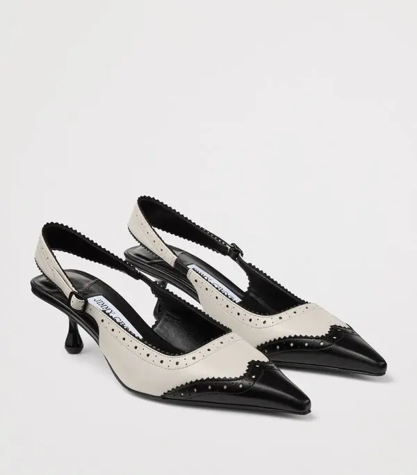 JIMMY CHOO Amel 50 Leather Slingback Pumps