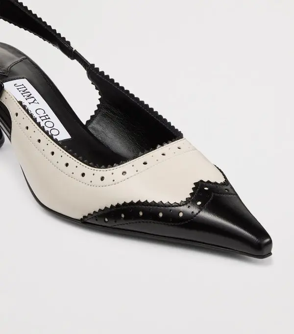 JIMMY CHOO Amel 50 Leather Slingback Pumps