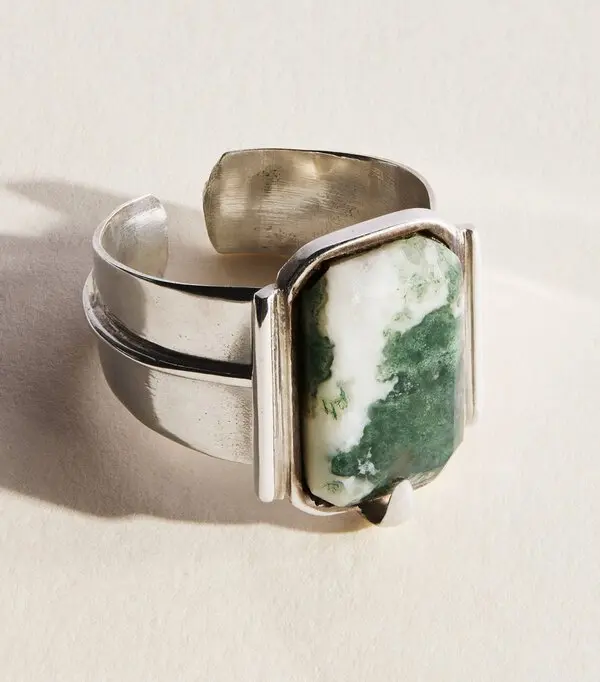 FYR Sterling And Moss Agate Aida Ring
